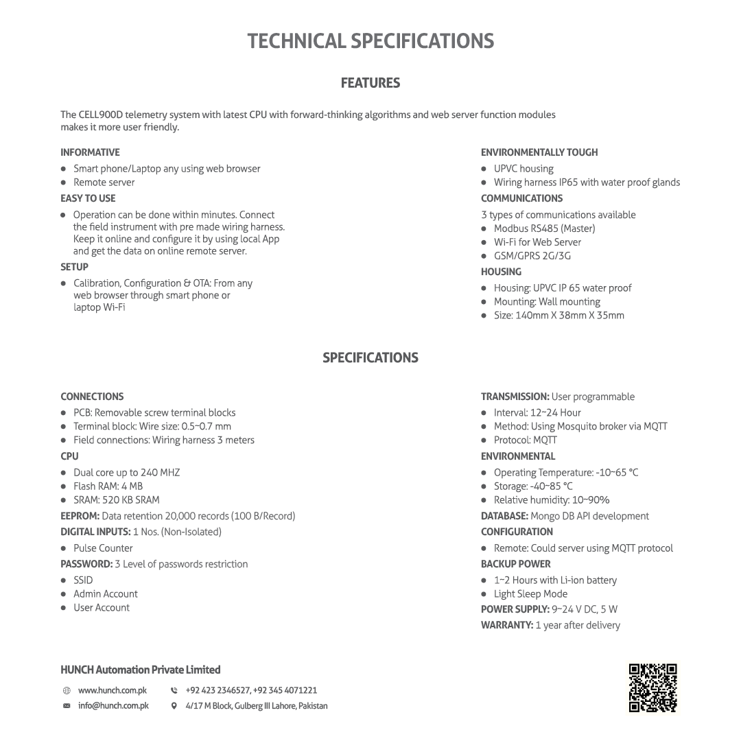 GSM Data Logger CELL900D - HUNCH Automation